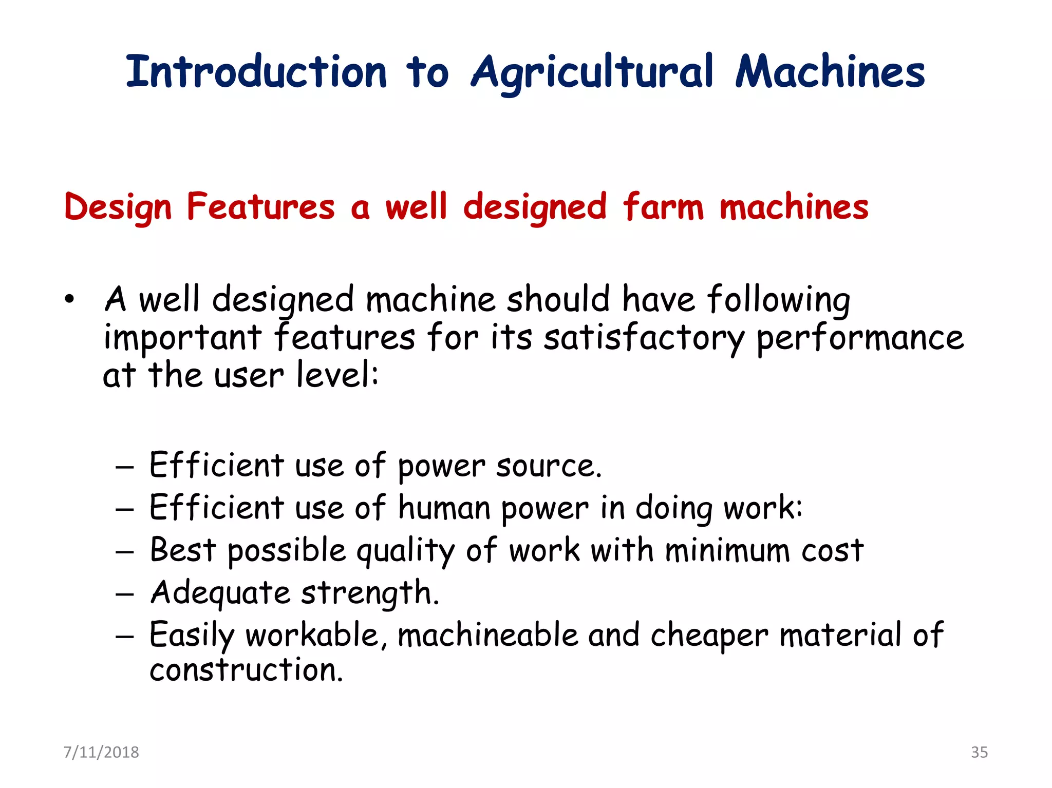 Agricultural machinery chapter 1 | PDF