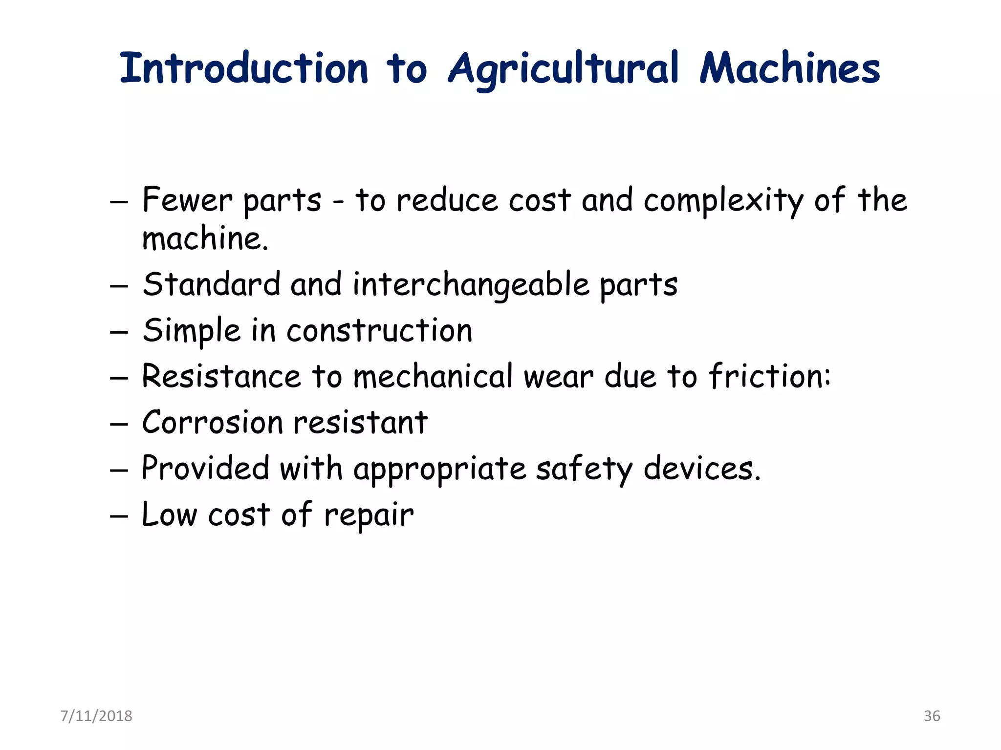 Agricultural machinery chapter 1 | PDF
