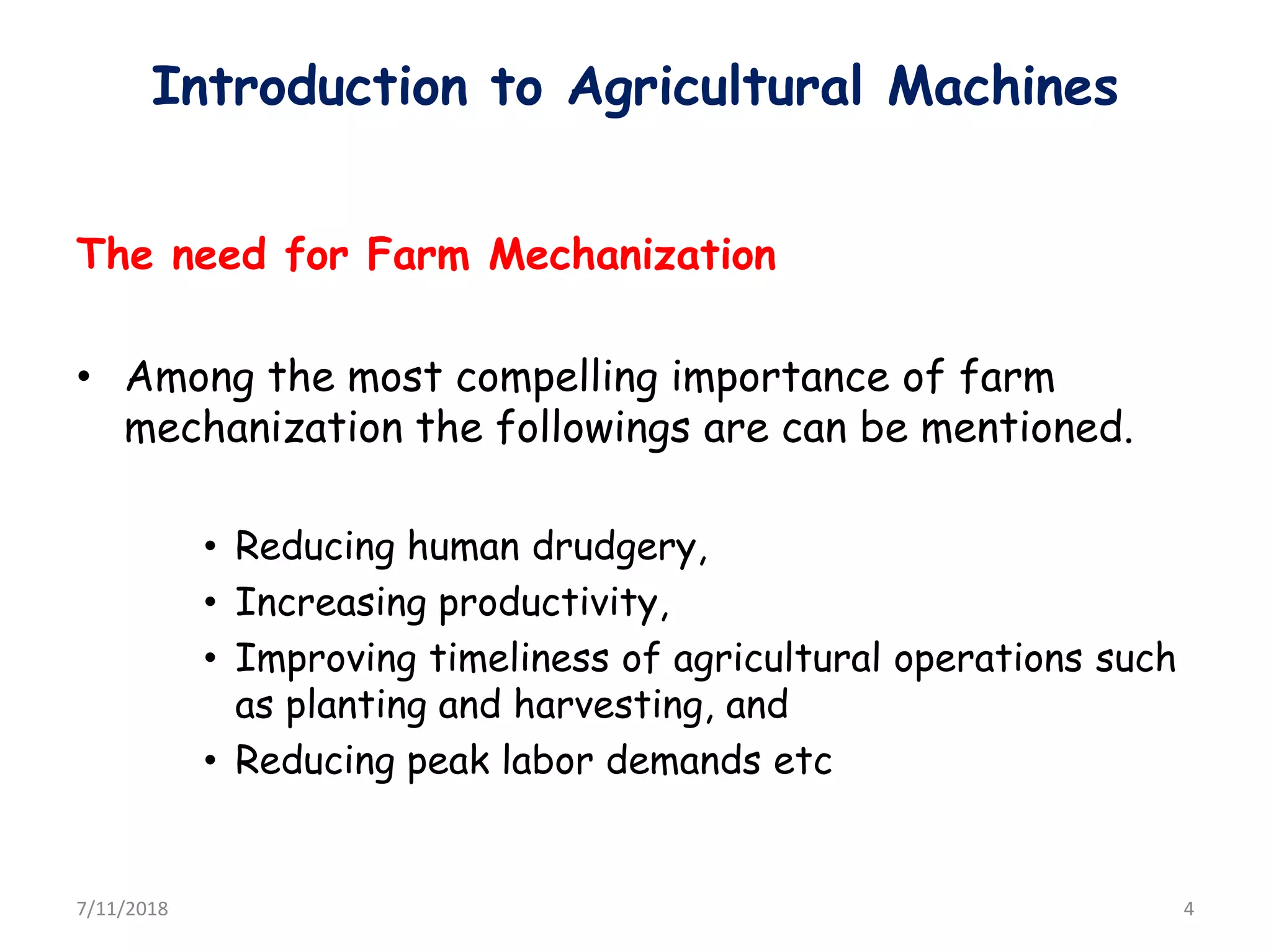 Agricultural machinery chapter 1 | PDF