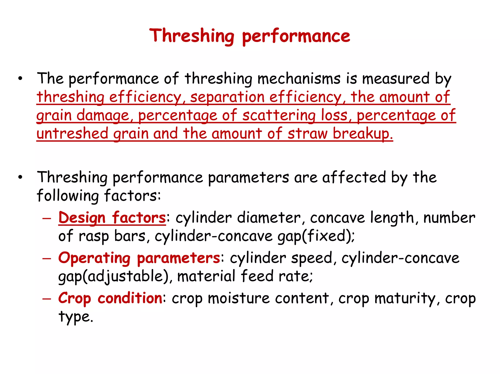 Agricultural machinery chapter 4 threhing | PDF