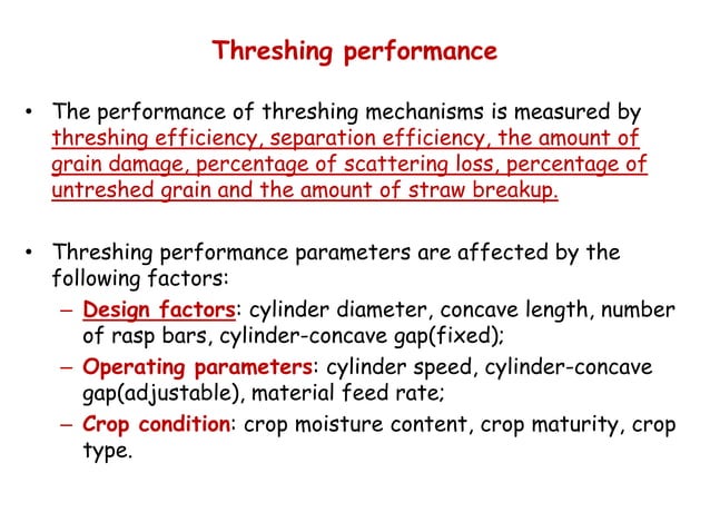Agricultural machinery chapter 4 threhing | PDF
