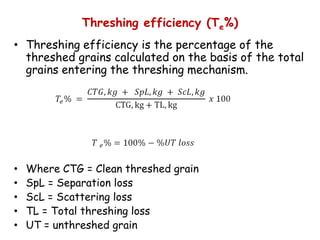 Agricultural machinery chapter 4 threhing | PDF