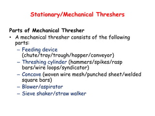 Agricultural machinery chapter 4 threhing | PDF