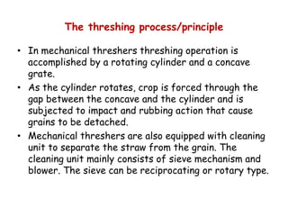 Agricultural machinery chapter 4 threhing | PDF
