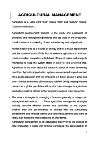 Agricultural Management.. | PDF