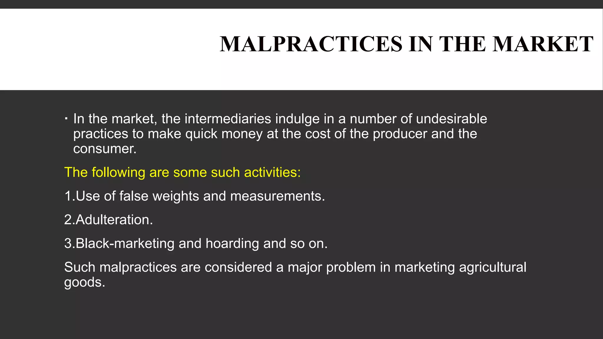 Agricultural marketing problems | PPTX