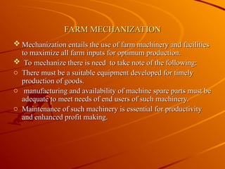 Comprehensive Overview of Agricultural Mechanisation and Farm Machinery ...