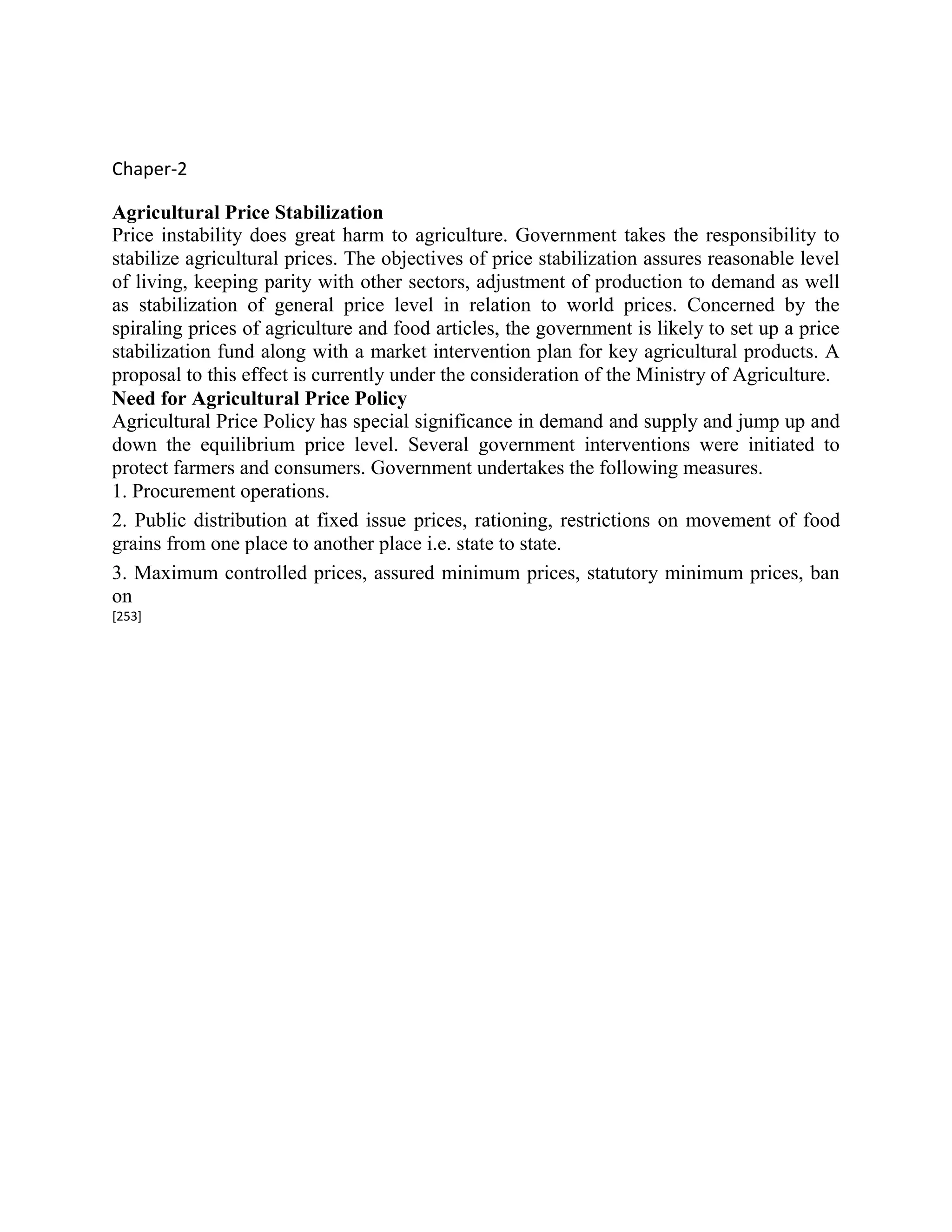 Agricultural Price Stabilization.docx | Agriculture | Industries