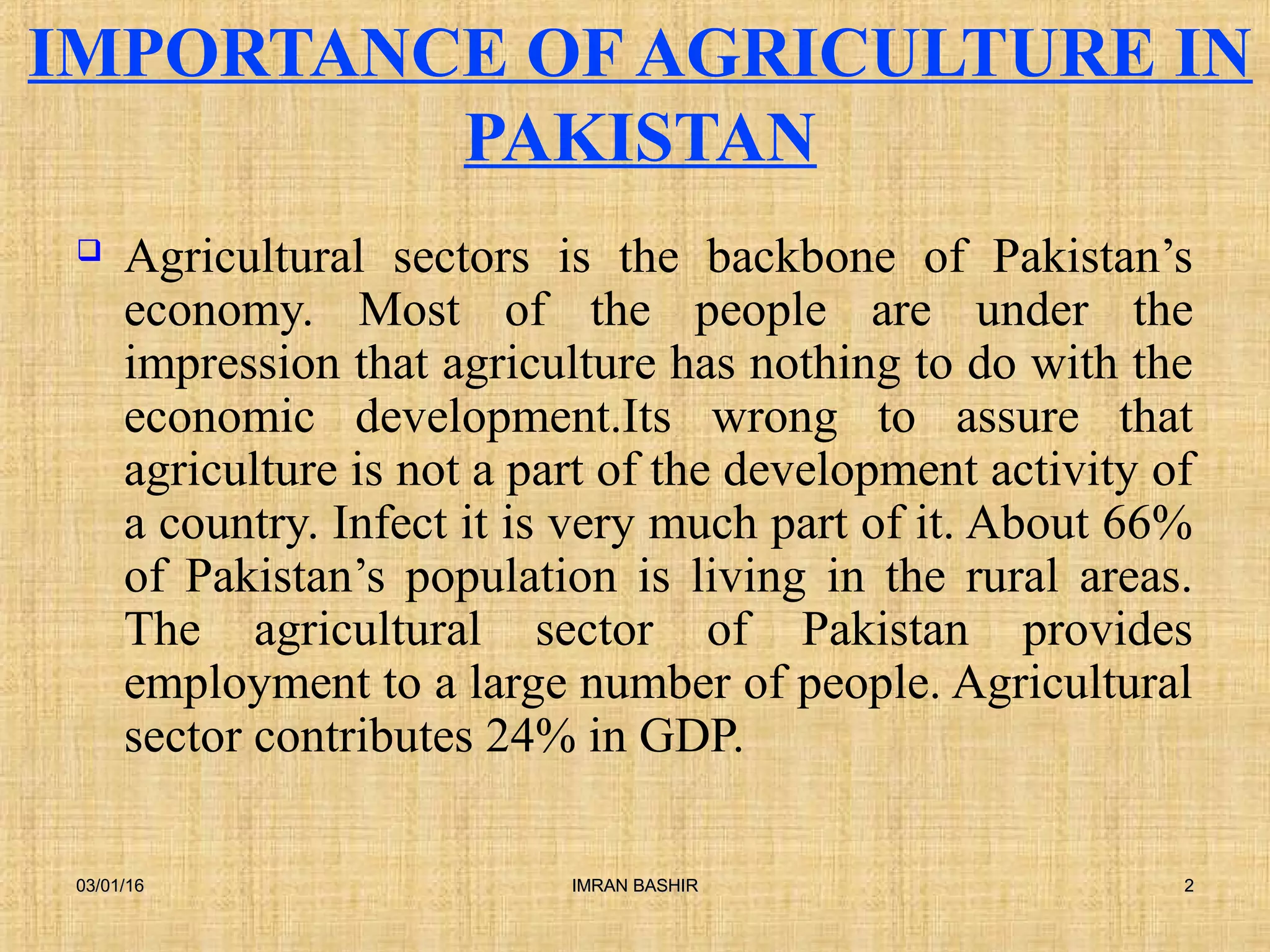 Agricultural problems in pakistan | PPT