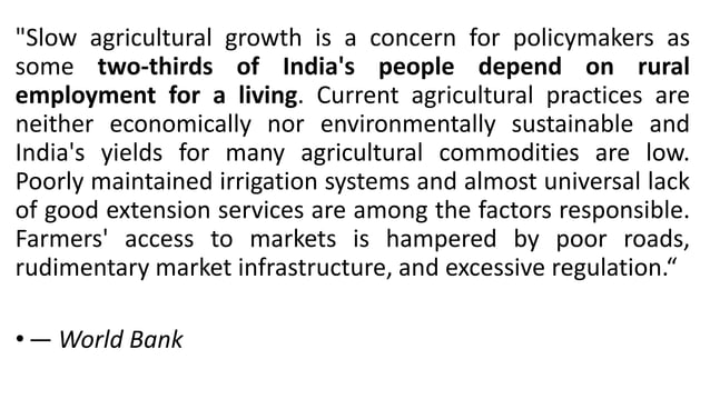 Agricultural problems of india | PPTX | Agriculture | Industries