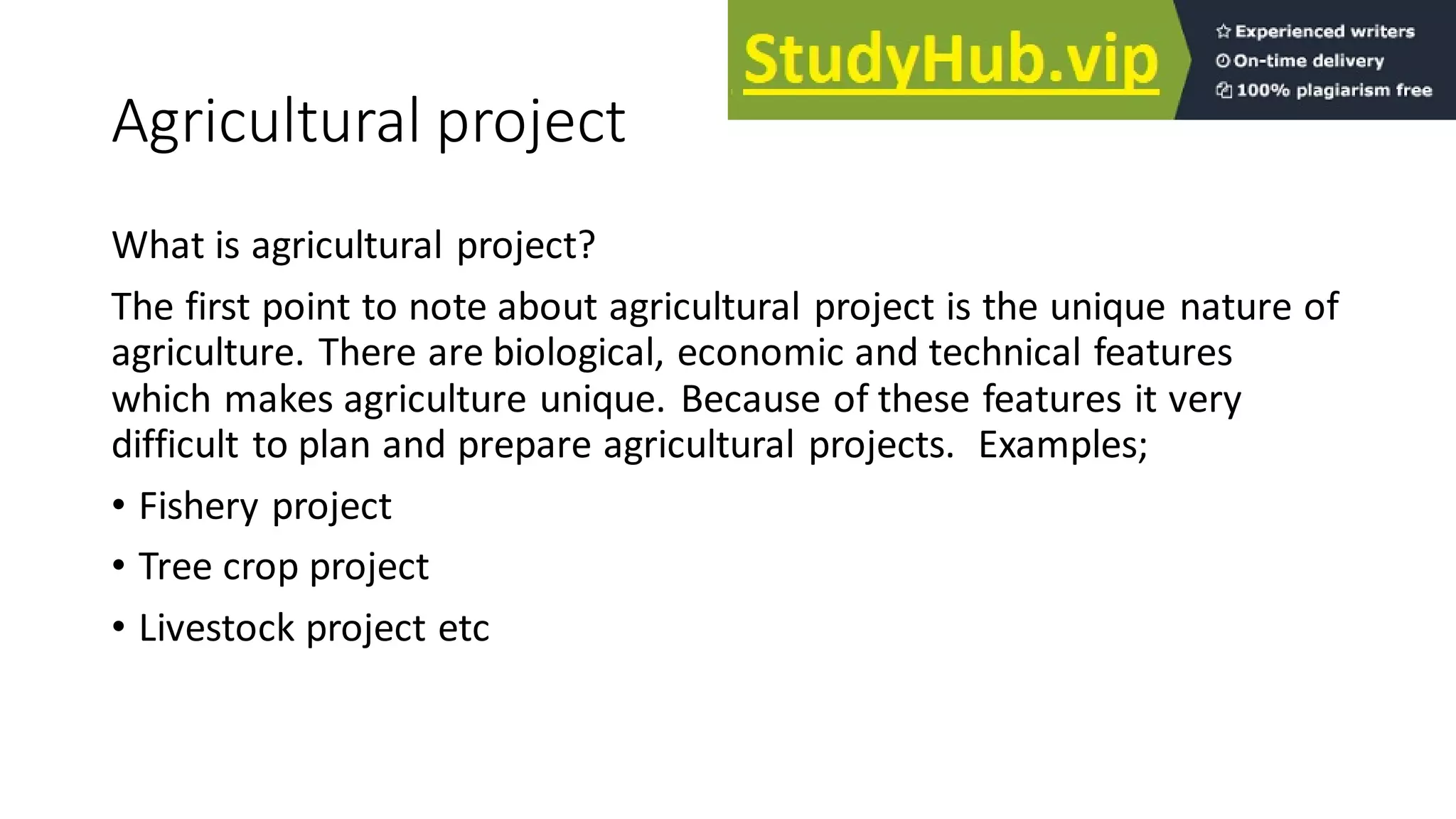 Agricultural Project Analysis | PDF