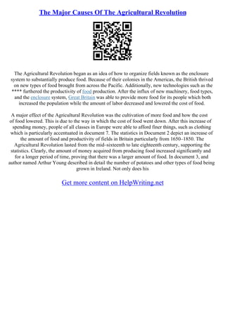 Agricultural Revolution Essay | PDF | Agriculture | Industries