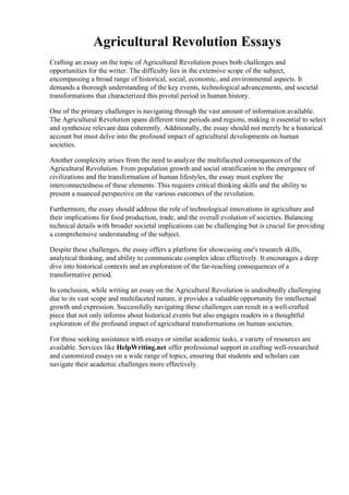 Agricultural Revolution Essays. Chapter 20 by 3252160447 | PDF