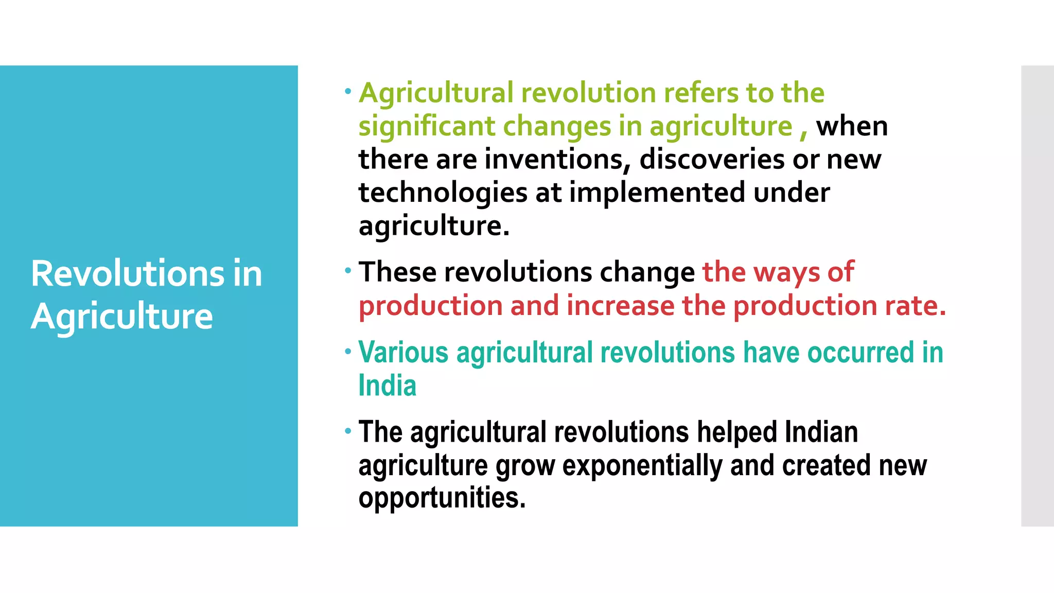Agricultural Revolutions in India | PPTX