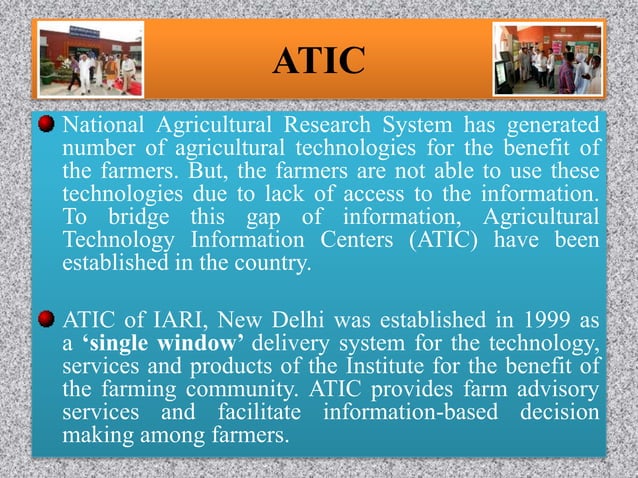 Agricultural Technology Information Center (ATIC) | PPTX | Agriculture ...