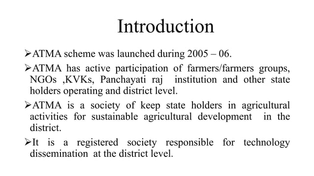 Agricultural technology management agency (atma) | PPTX