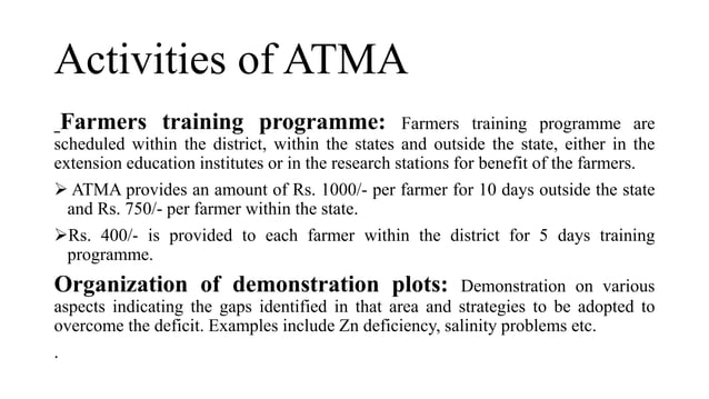 Agricultural technology management agency (atma) | PPTX