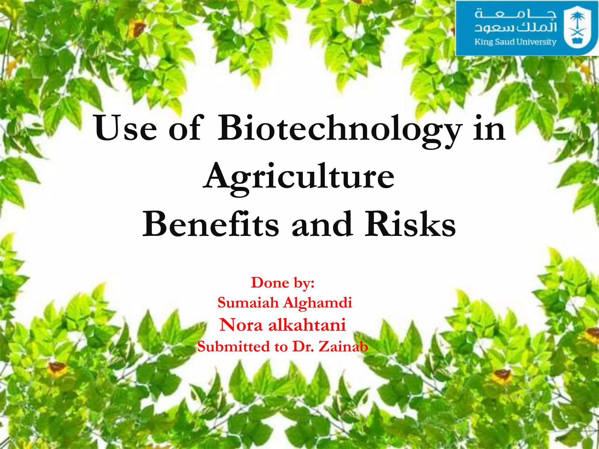 biotechnology in Agriculture | PPTX