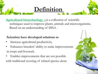 Application Of Biotechnology In Agriculture