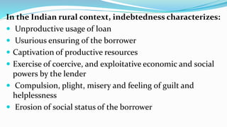 RURAL INDEBTEDNESS IN INDIA- AGRICULTURE | PPTX