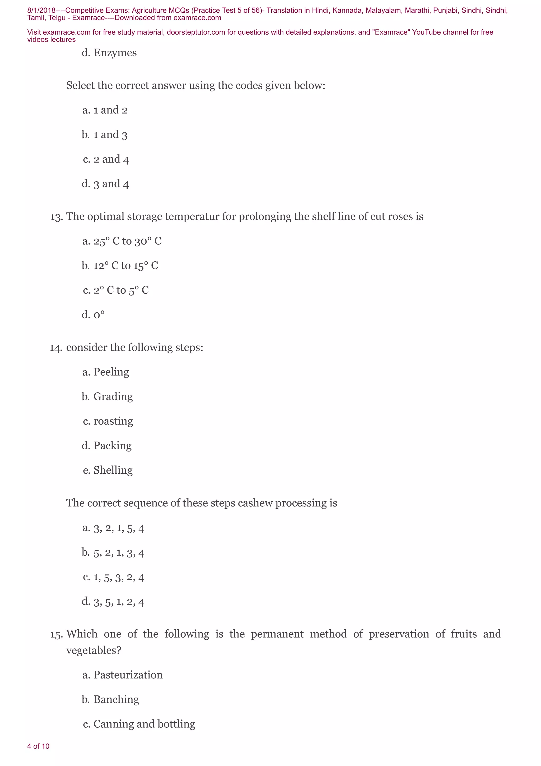 Agriculture mc qs-practice-test-5 | PDF