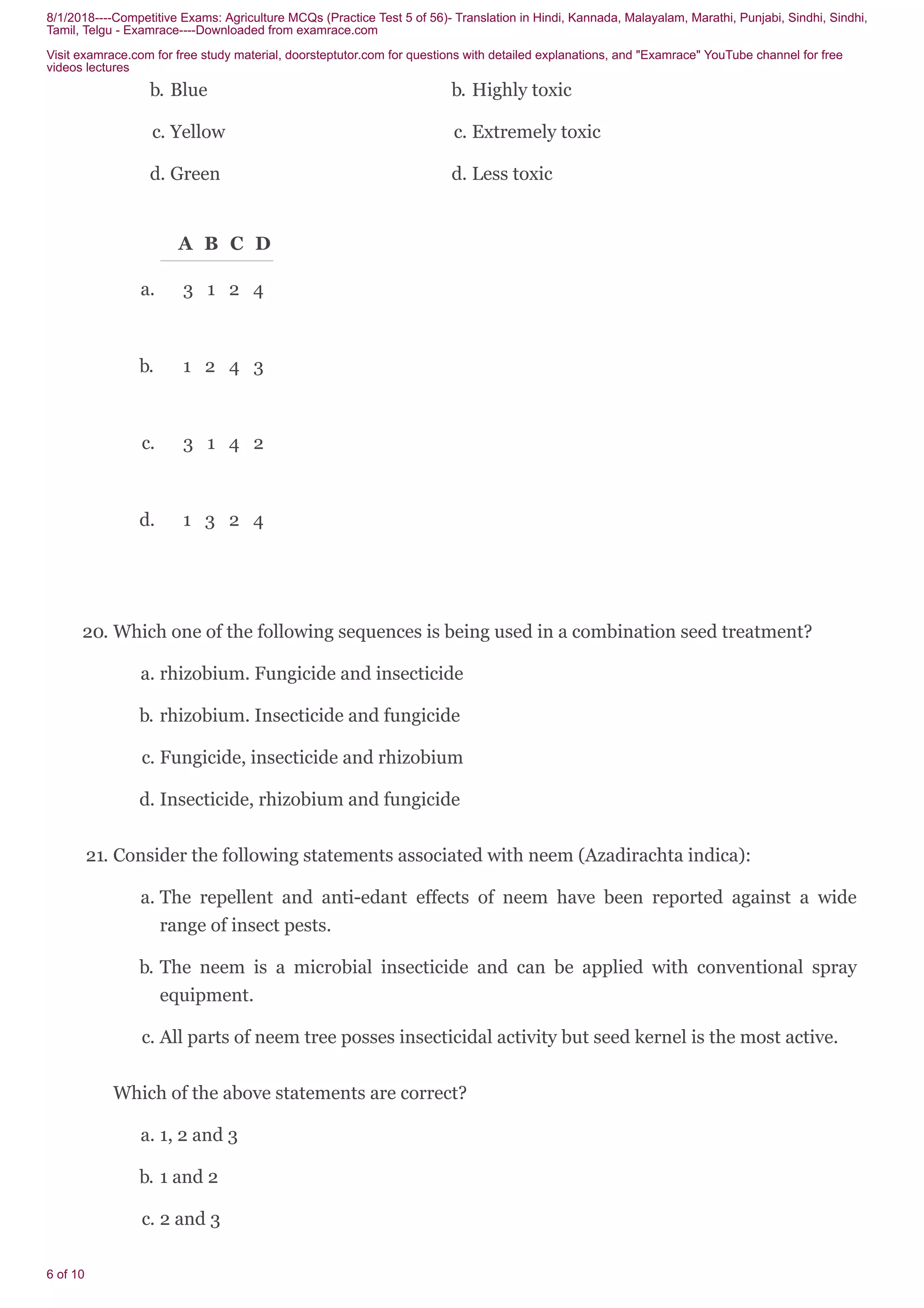 Agriculture mc qs-practice-test-5 | PDF