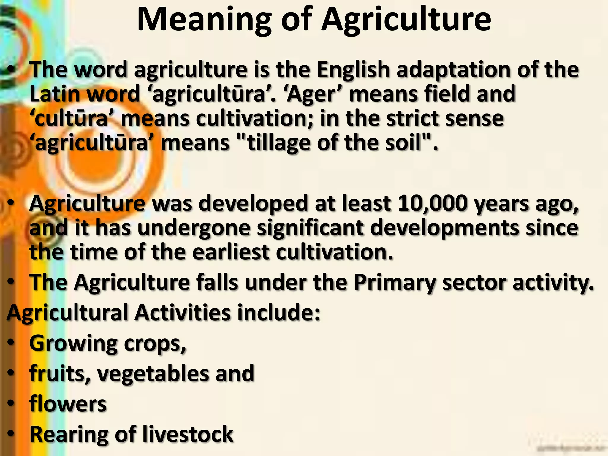Agriculture geography class 8th | PPTX