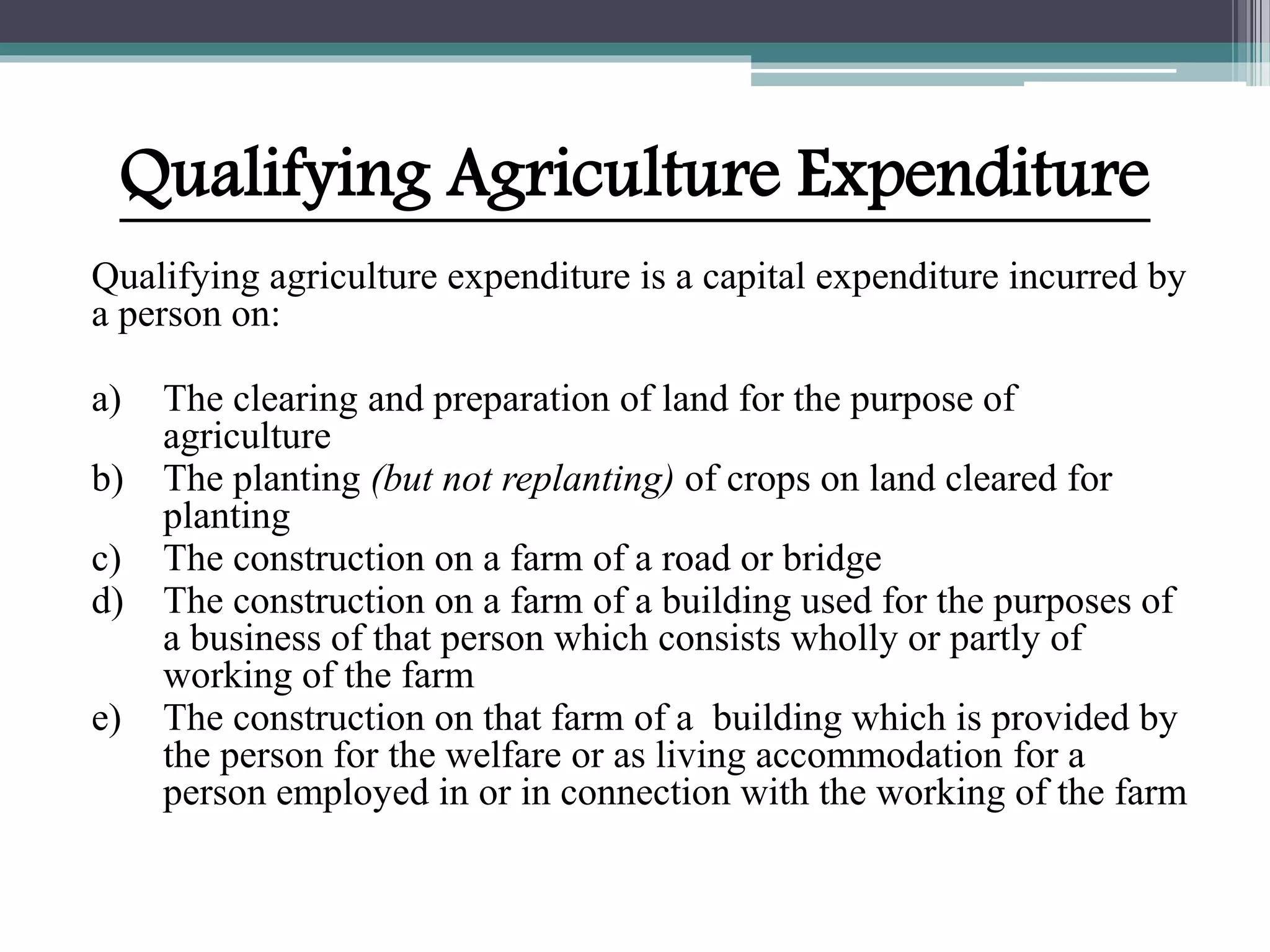 Agriculture allowance and approved agriculture project | PPT
