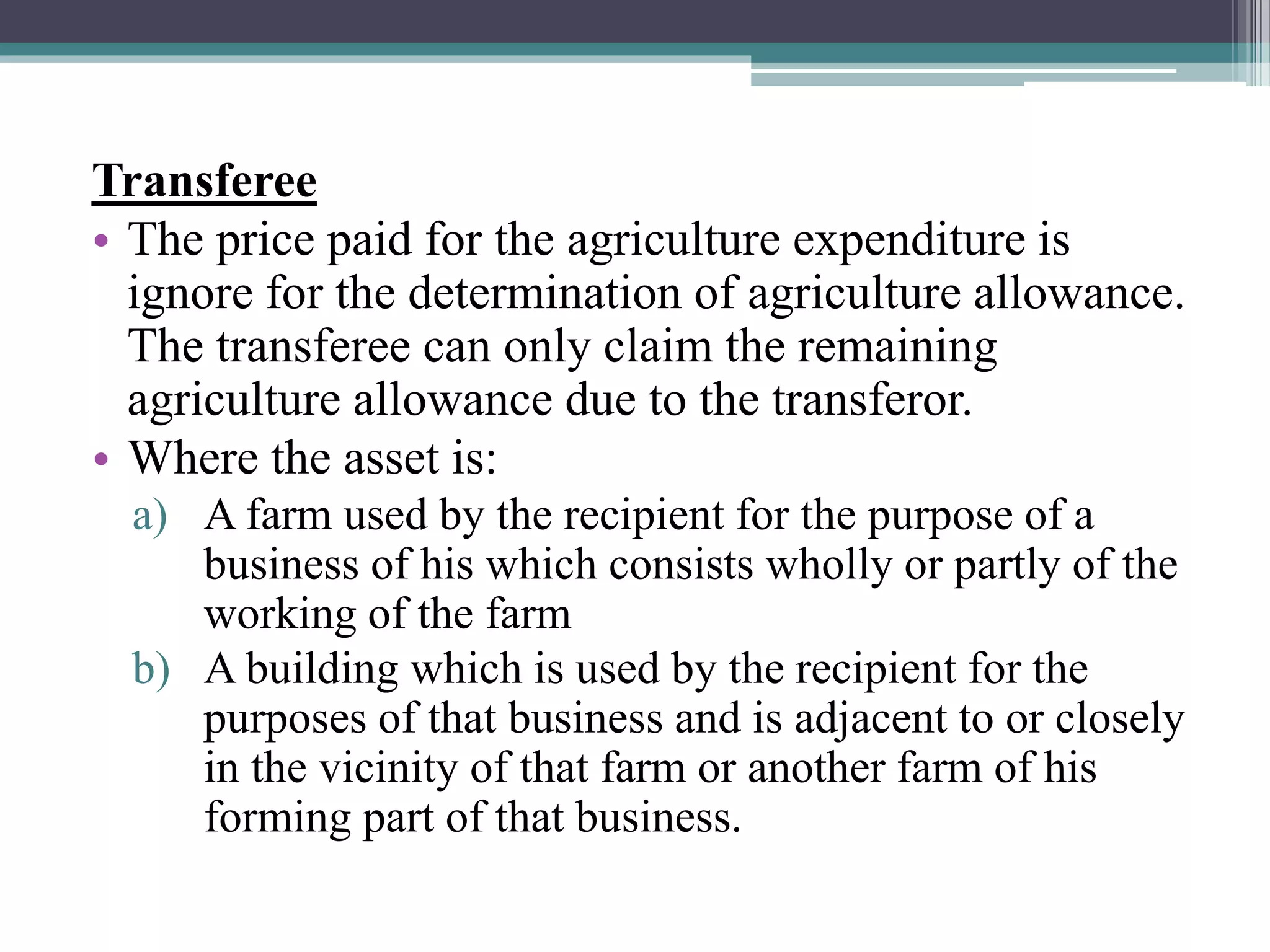 Agriculture allowance and approved agriculture project | PPTX