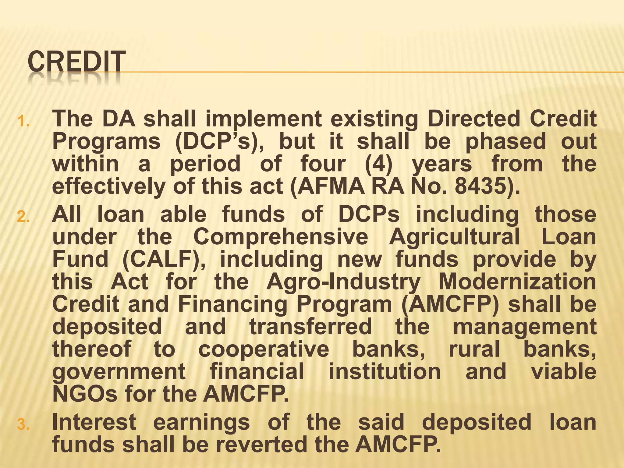 Agriculture and Fisheries Modernization Act (AFMA) | PPTX