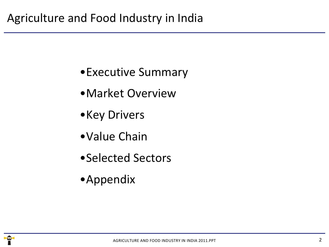 Agriculture and Food Industry in India 2011 - Sample | PPT