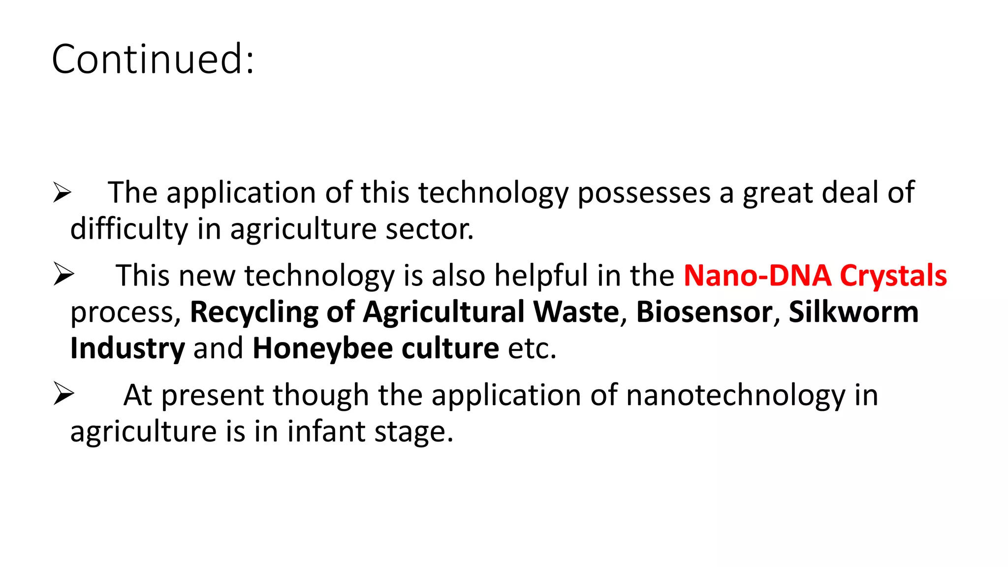 Agriculture applications of nanobiotechnology | PPTX