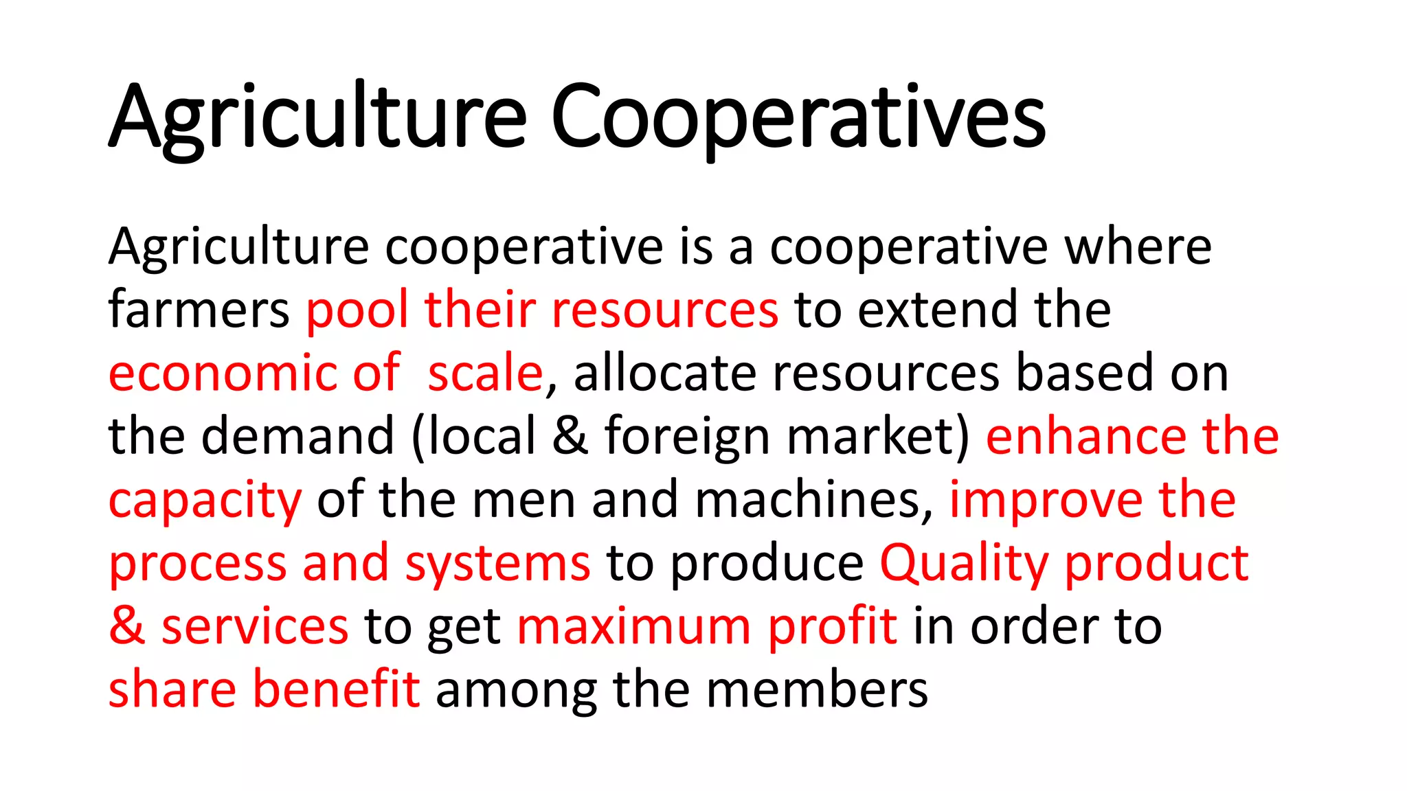 Agriculture cooperatives | PPTX