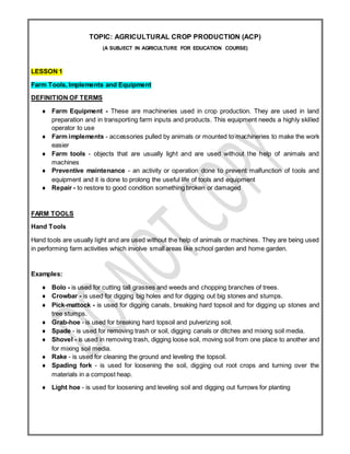 Agriculture Crop Production (ACP) | DOCX