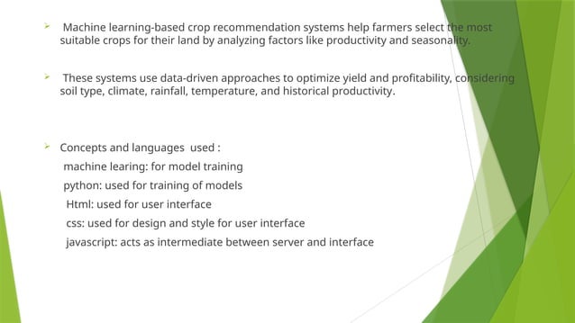 AGRICULTURE Machine learning CROP RECOMMENDATION.pptx