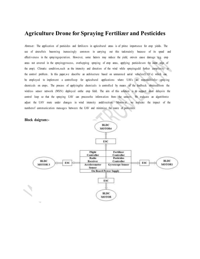 Agriculture drone for spraying fertilizer and pesticides | DOCX