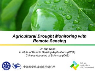 Agriculture drought with remote sensing | PPT