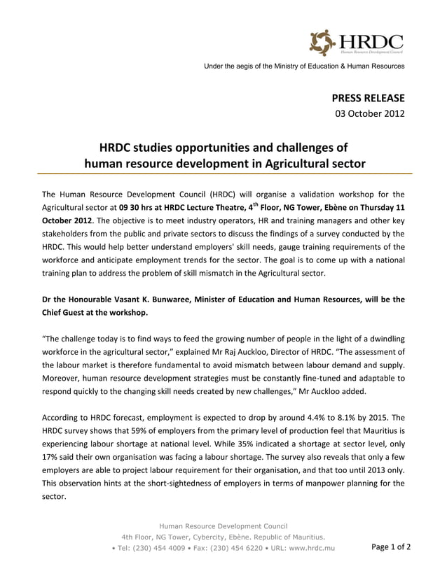 HRDC Report_Agriculture | PDF