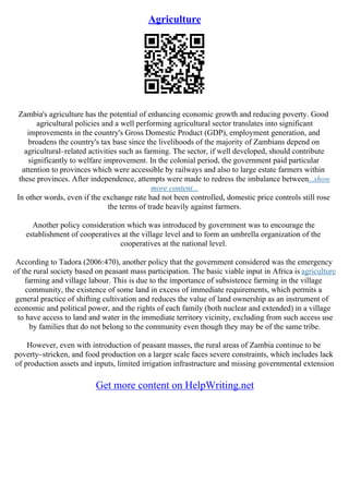 Agriculture Essay | PDF