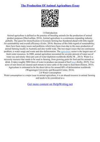 Agriculture Essay | PDF