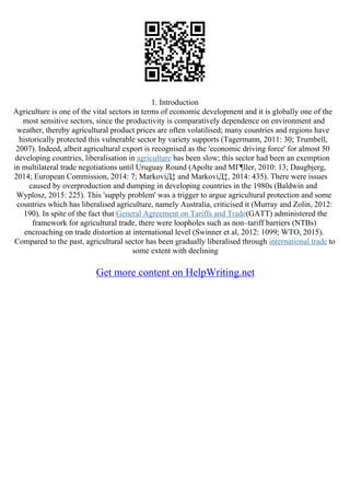 Agriculture Essay | PDF