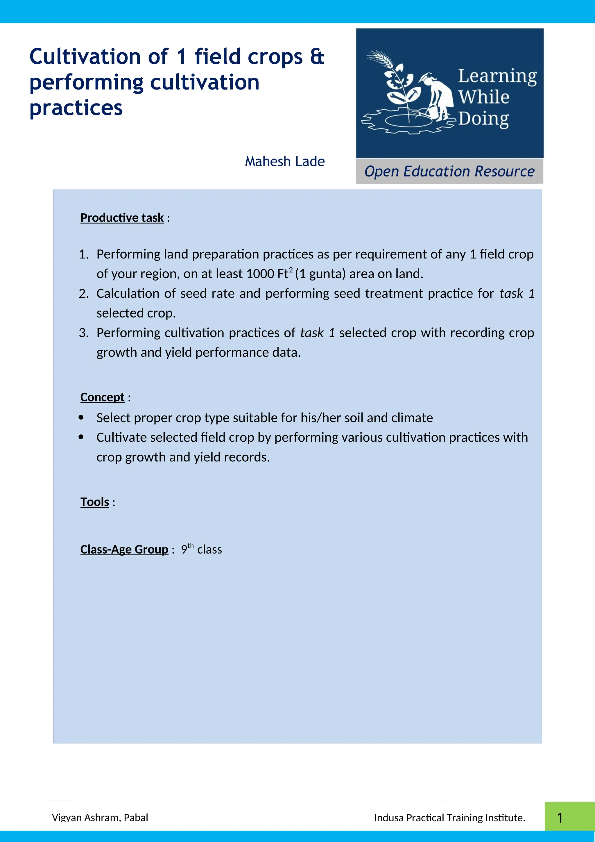 Agriculture_Farming_Cultivation of one field crops_OER_lesson plan.docx