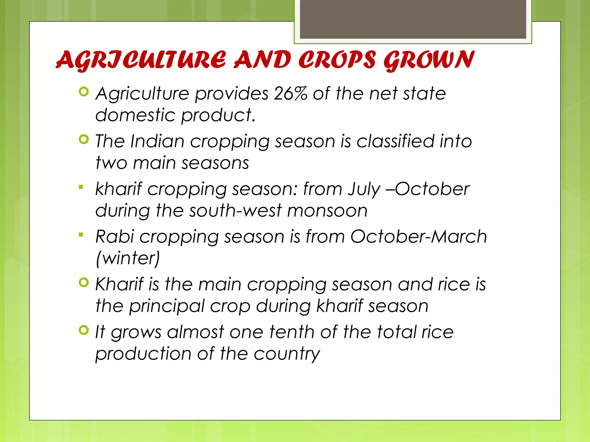 Agriculture in odisha | PPT