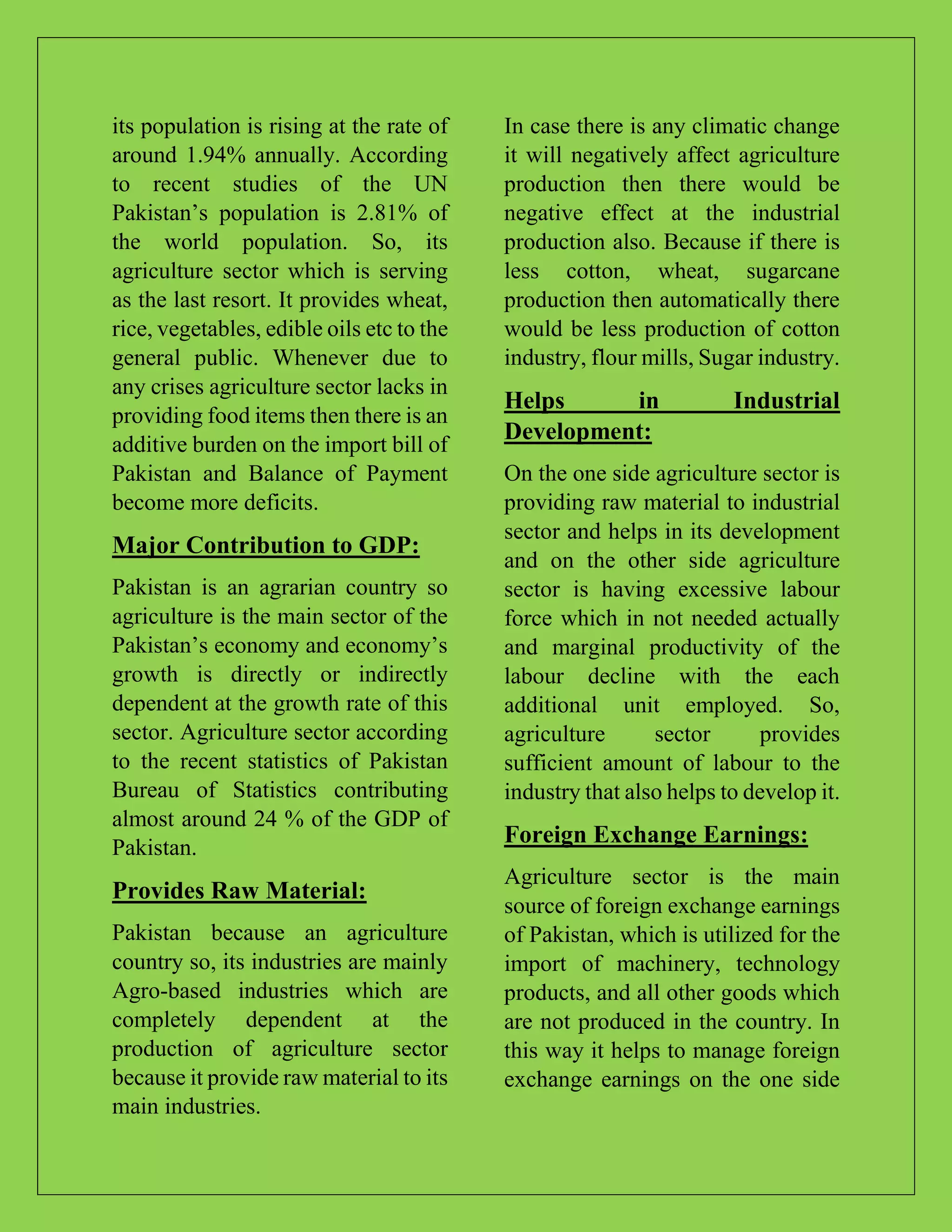 Agriculture In Pakistan Pdf