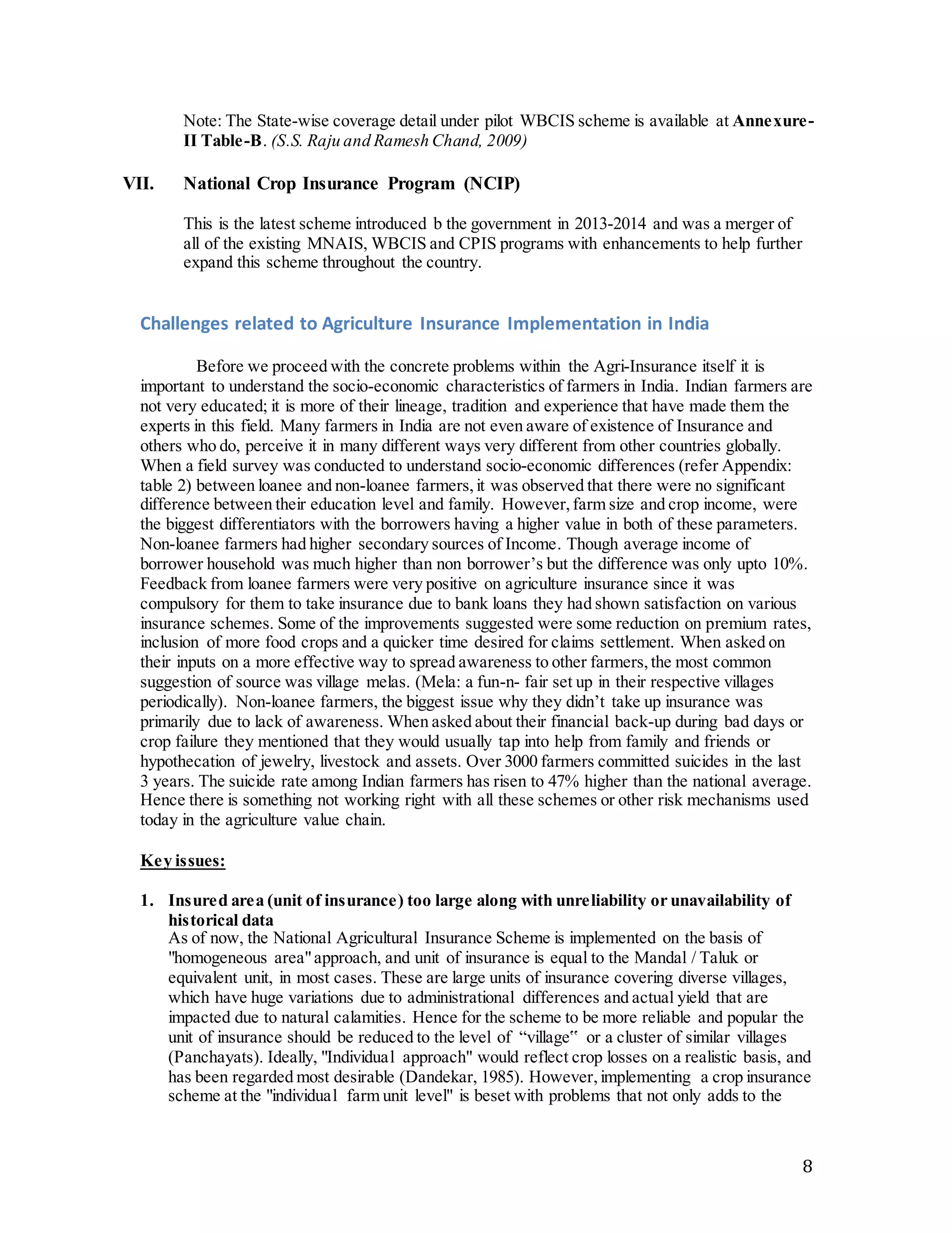 Agriculture insurance in india | DOCX