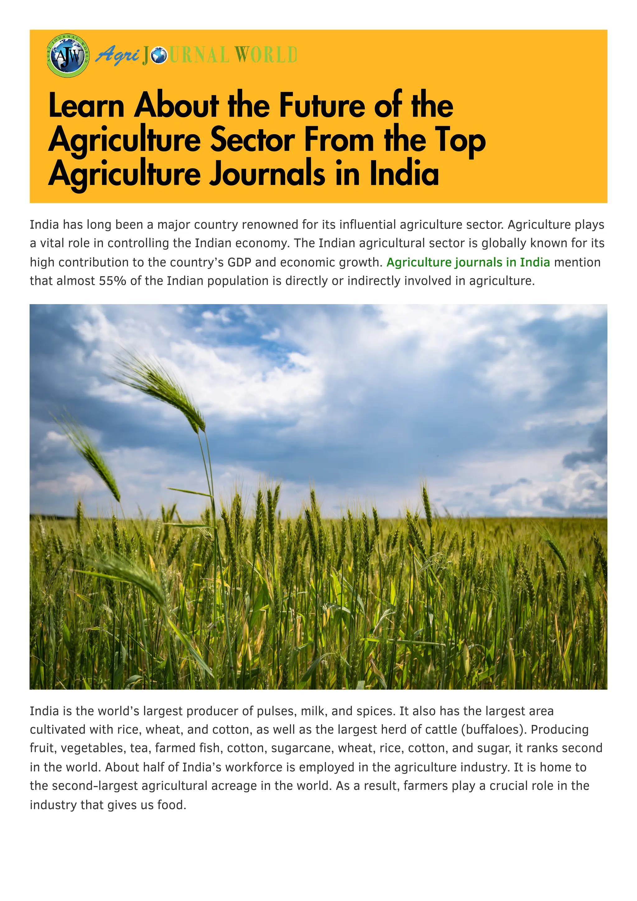 Learn About the Future of the Agriculture Sector From the Top ...