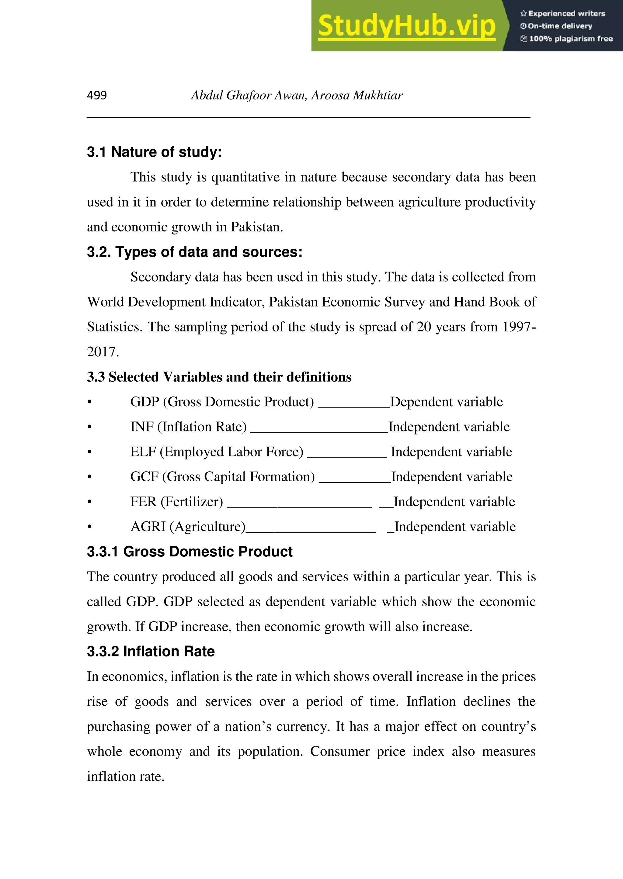 AGRICULTURE PRODUCTIVITY AND ECONOMIC GROWTH A CASE OF PAKISTAN | PDF