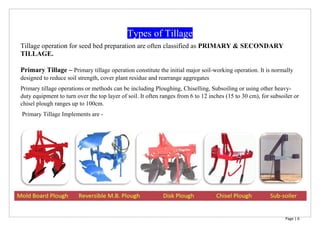 Agriculural Machinery (Primary-Secondary Tillage) | PDF