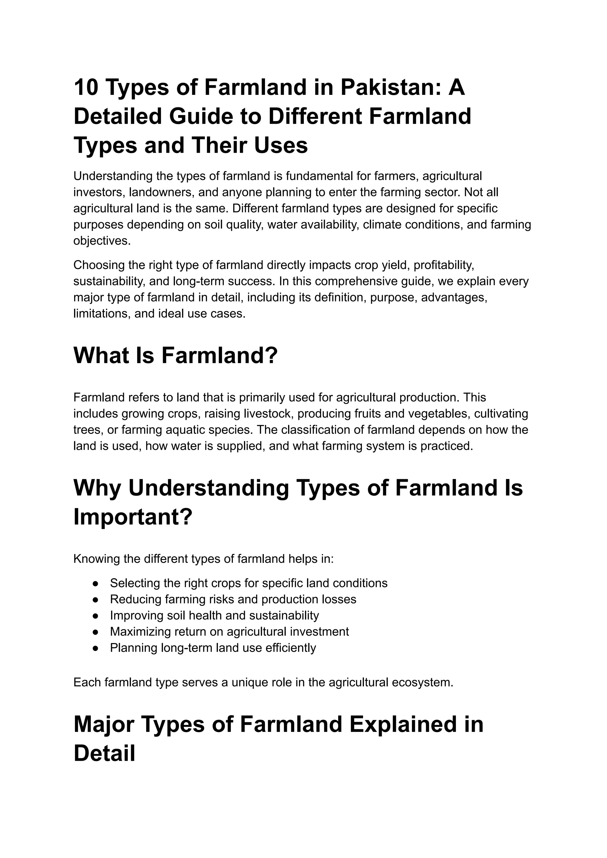 10 Types of Farmland in Pakistan:Guide t | PDF