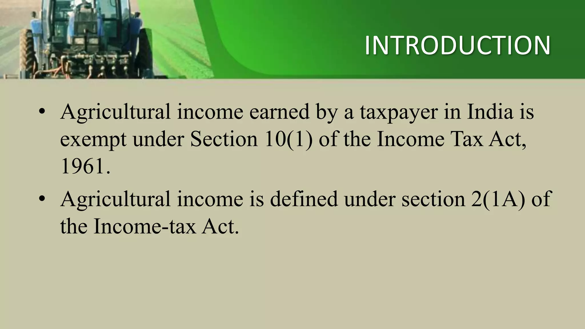 AGRICULTURAL INCOME | PPTX